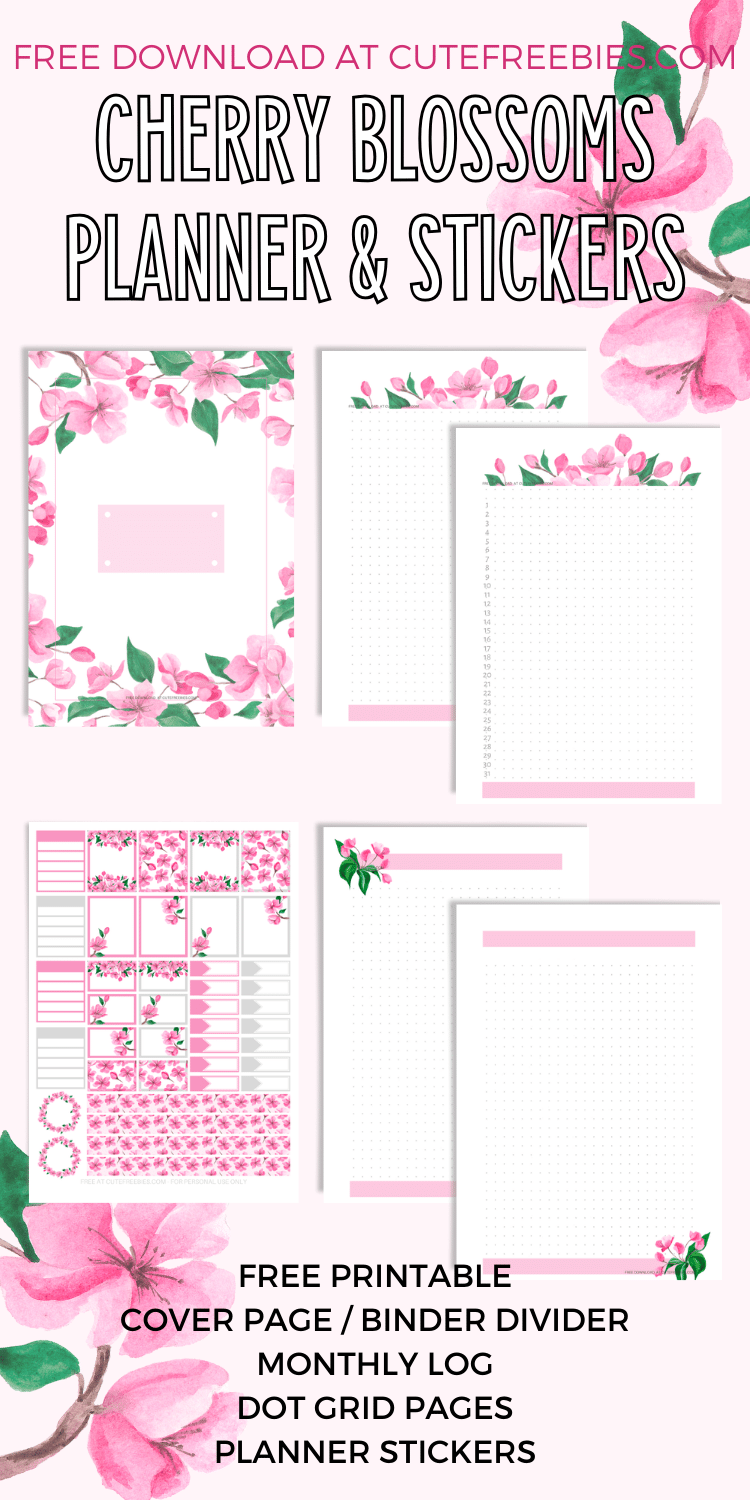 Cherry Blossoms Planner Stickers 2 Cute Freebies For You
