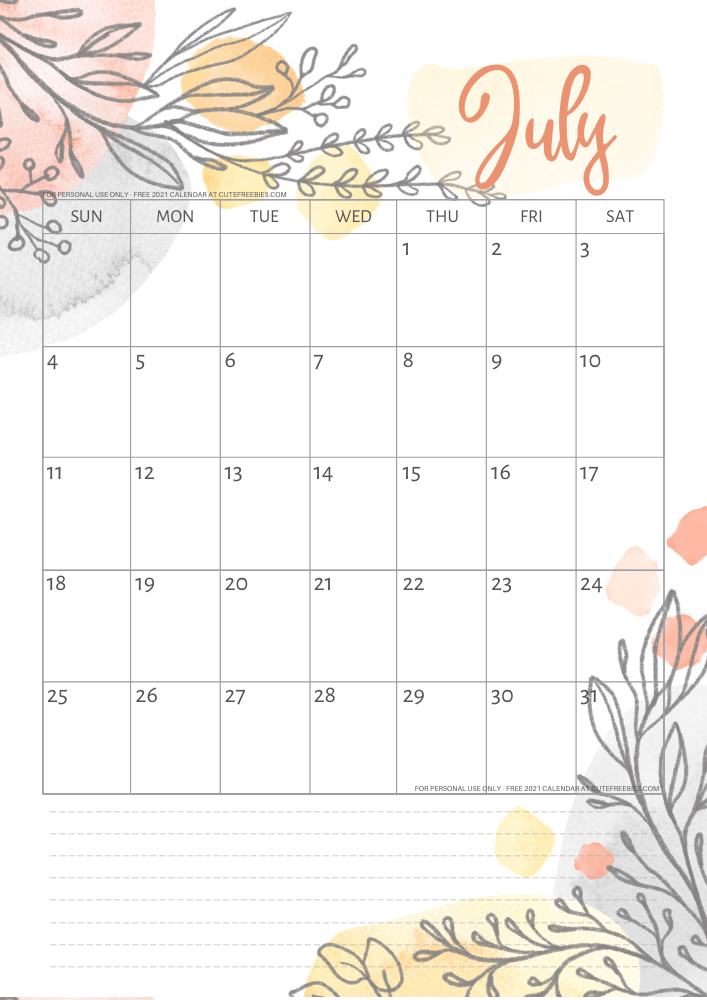 Pretty 2021 Calendar Free Printable Template Cute Freebies For You