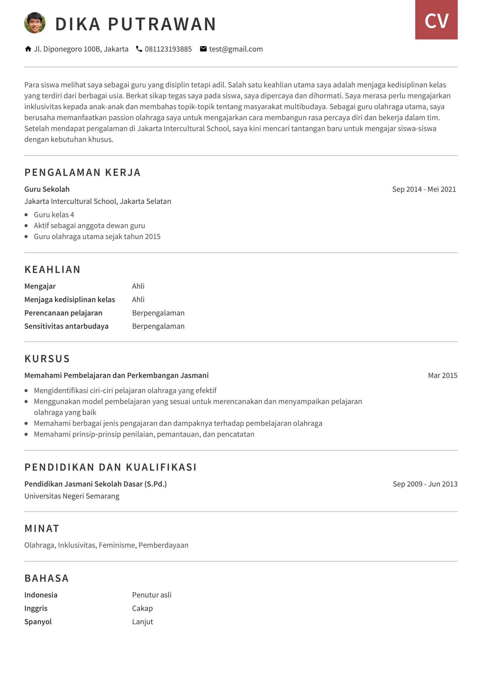 Contoh Biodata Diri Yang Menarik 20 Contoh Cv Yang Menarik Di Mata