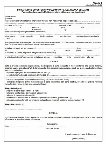 Modulo Dichiarazione Di Rispondenza Dichiarazione Di Conformita