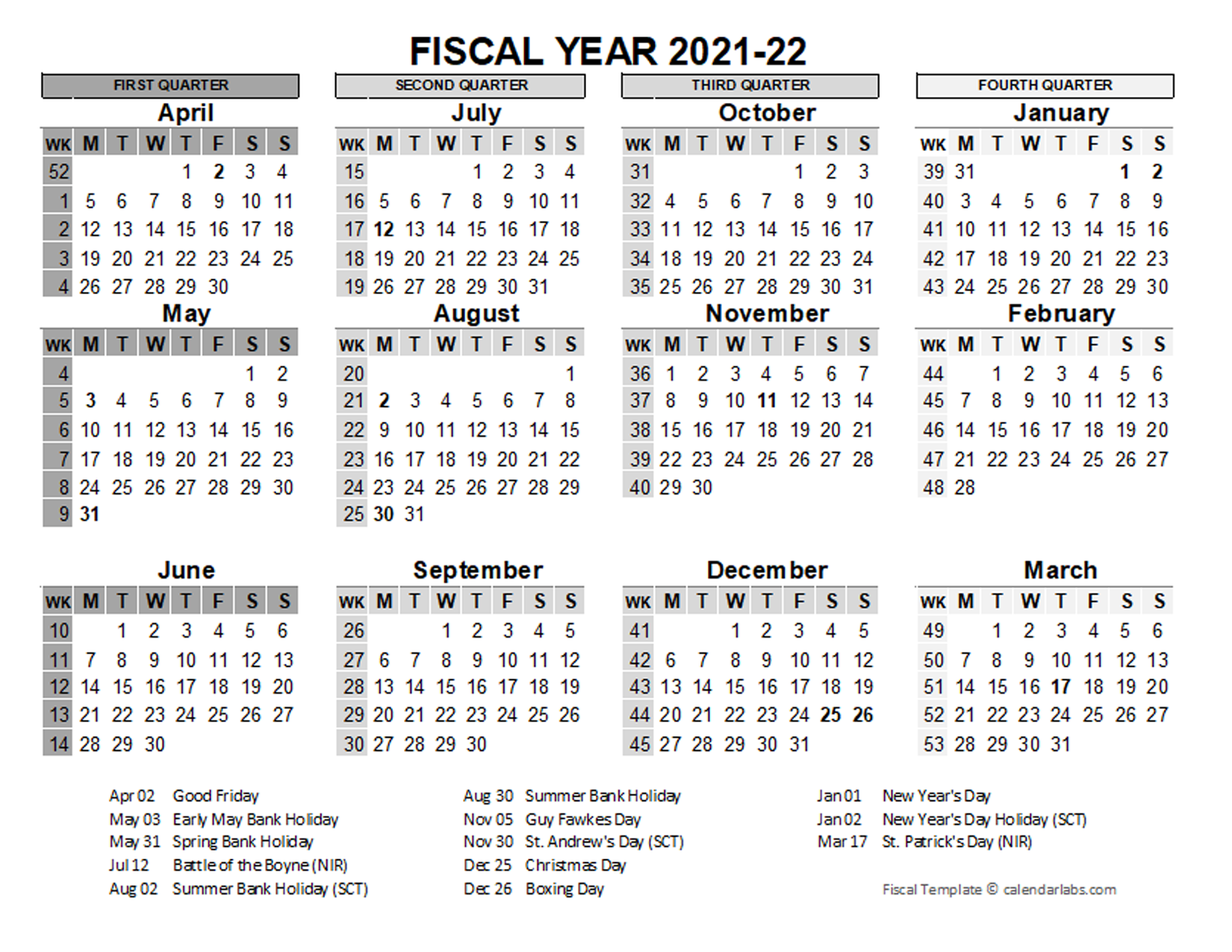 Fiscal Calendars 2021 Free Printable Word Templates Hmrc 2021 Tax