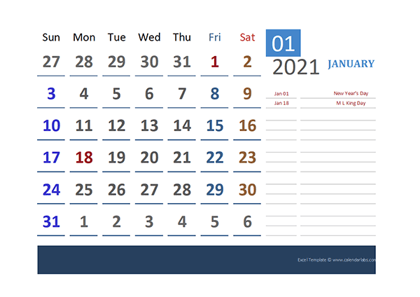 Calendar Editable 2021 2022