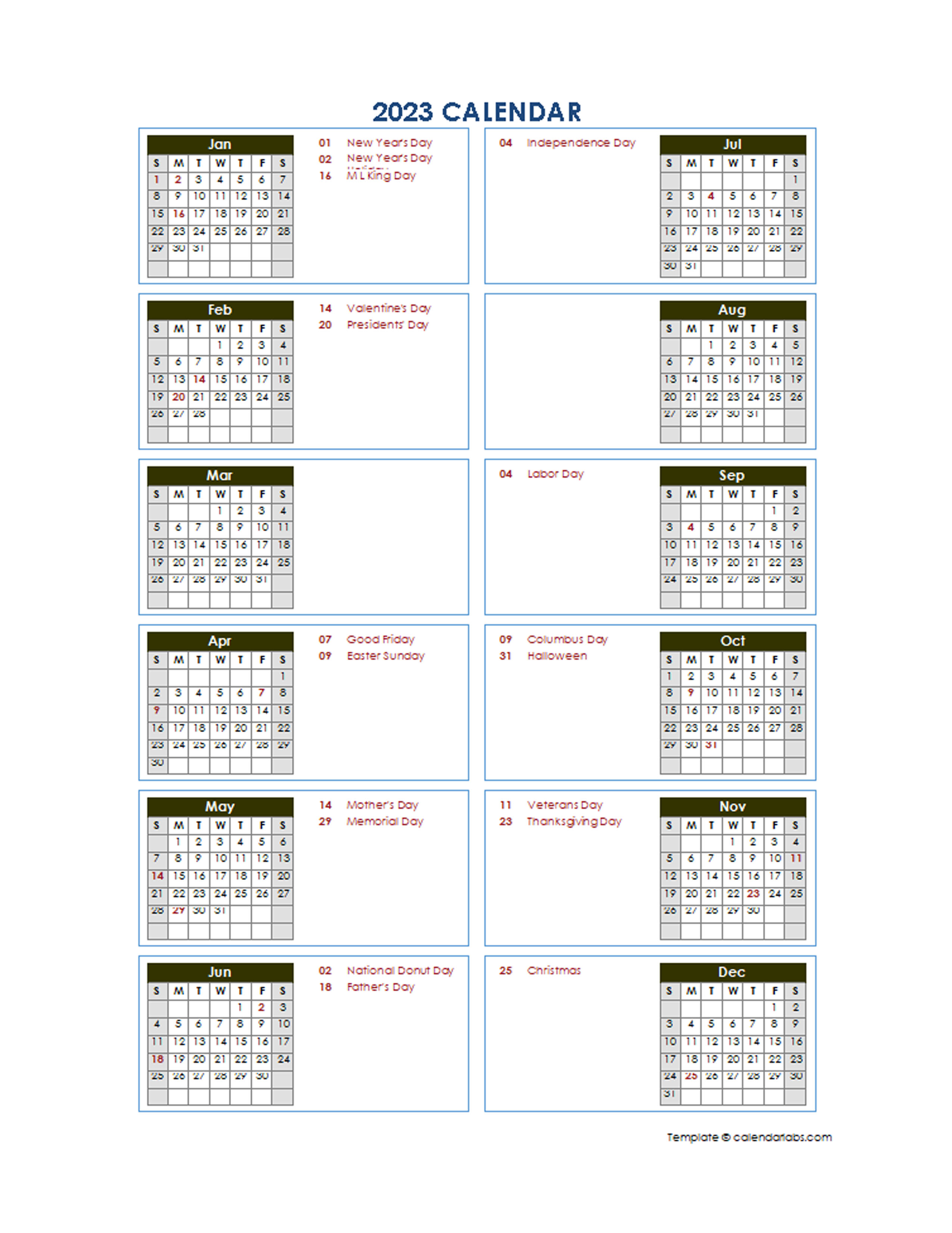 Printable Vertical Calendar 2023 Printable And Enjoyable Learning