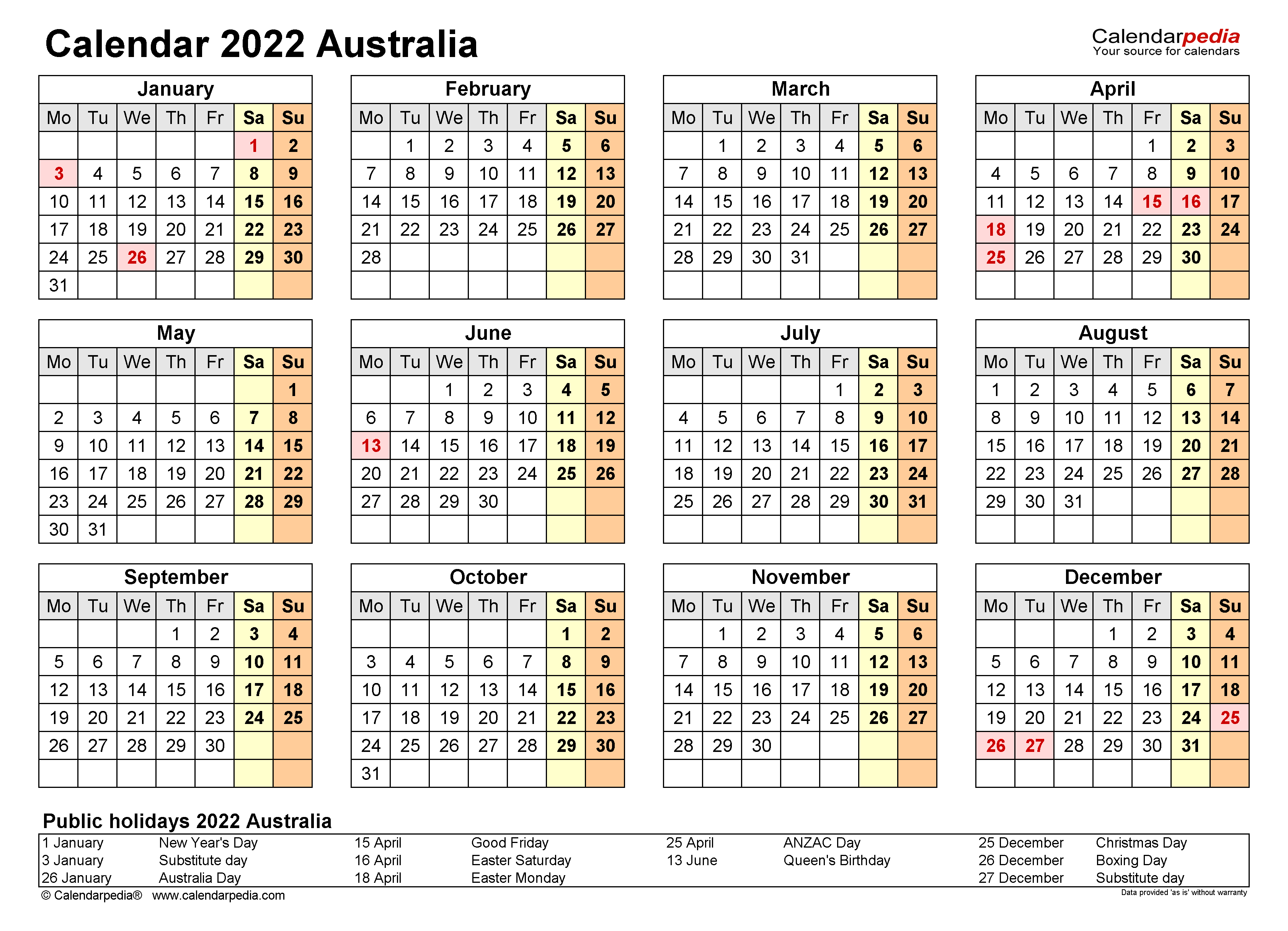 Australia Calendar 2022 Free Printable Pdf Templates Exclusive