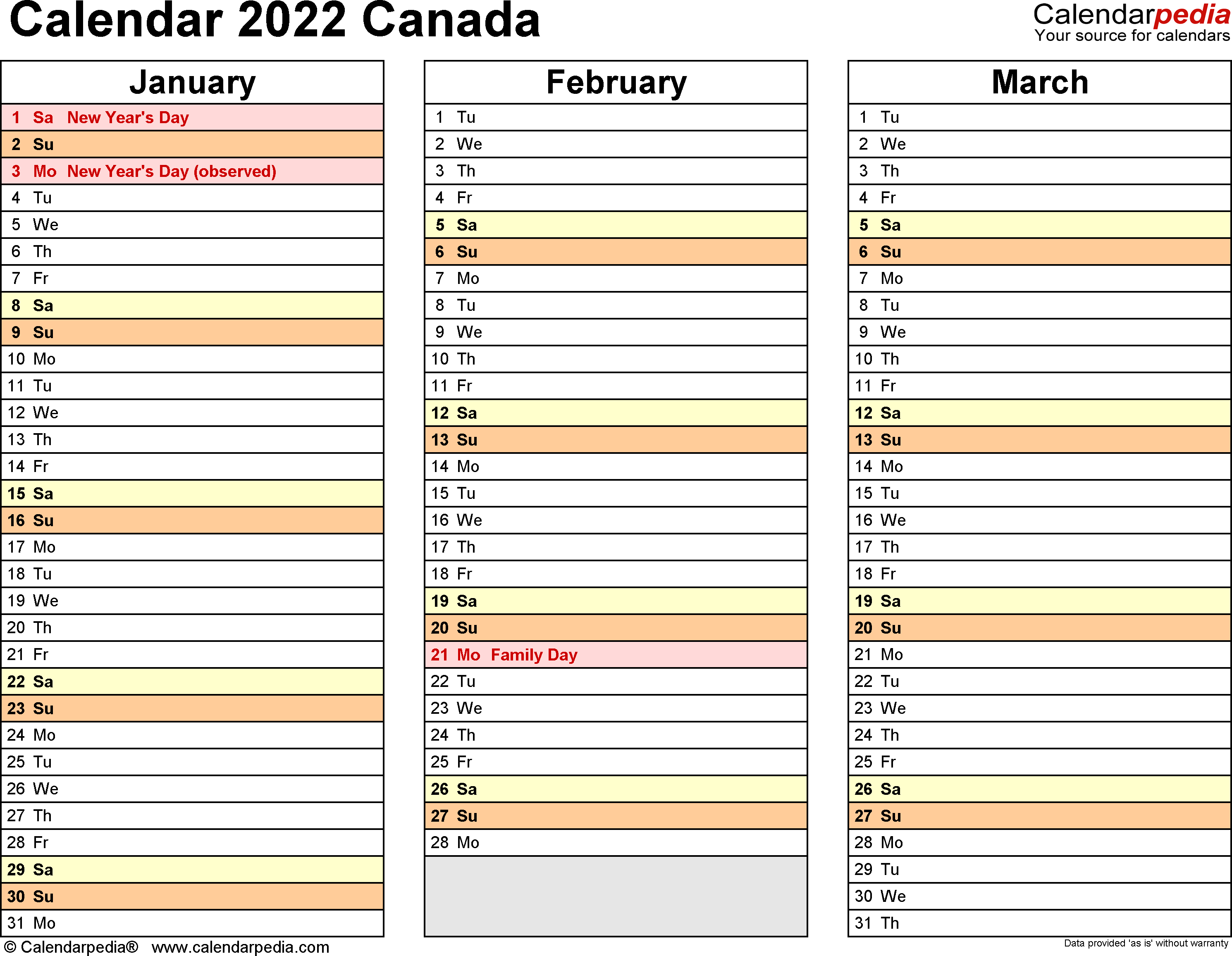 Printable 2022 Canadian Calendar Templates With Statutory Holidays