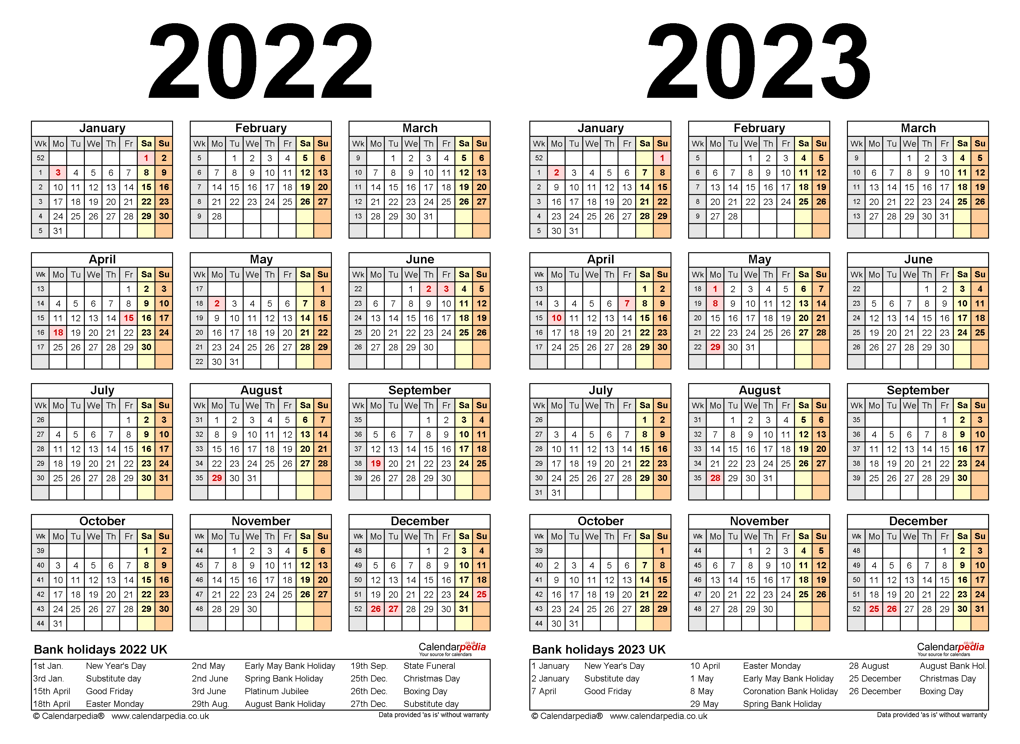 2022 2023 Two Year Calendar Free Printable Word Templates 2022 2023 Images