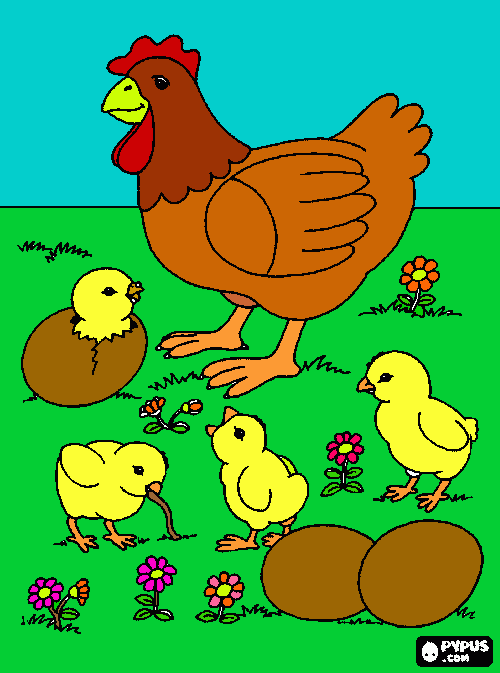 Dibujo De Gallina Y Pollitos Pintado Por Kerenaa En Dibujos Net El D A