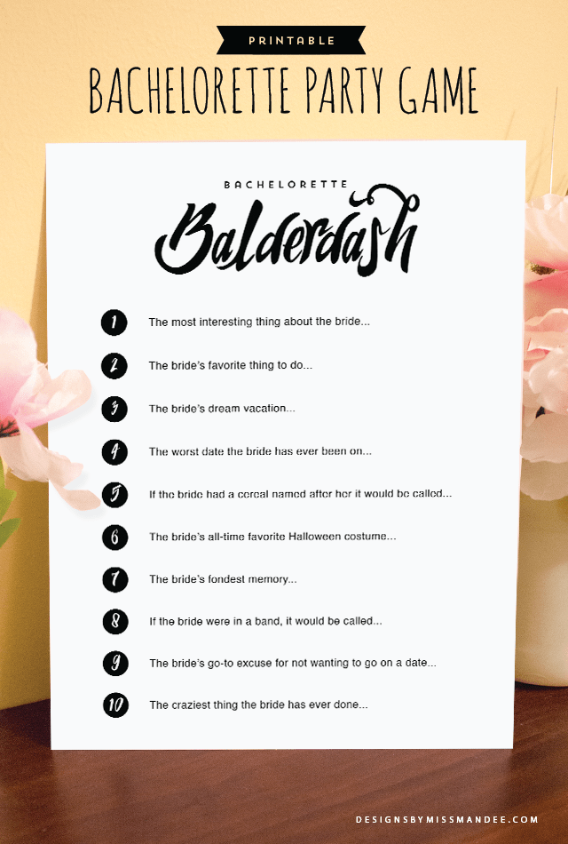 Bachelorette Party Game Bachelorette Balderdash Designs By Miss Mandee