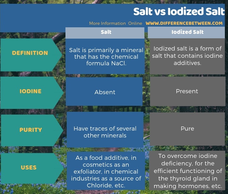 Difference Between Salt And Iodized Salt Compare The Difference