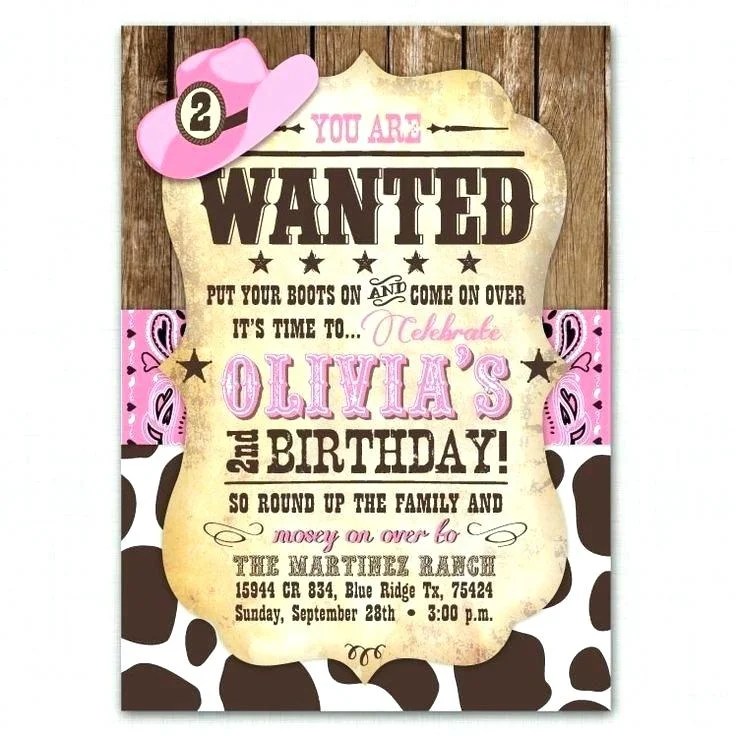 Cowgirl Birthday Invitations Templates Free Printable Word Searches