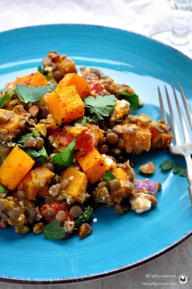 Warm Butternut Squash Lentil And Feta Salad Farmgirl Gourmet