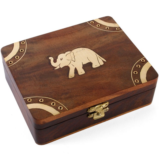 Elephant Wood And Inlaid Brass Trinket Boxes Ferailles