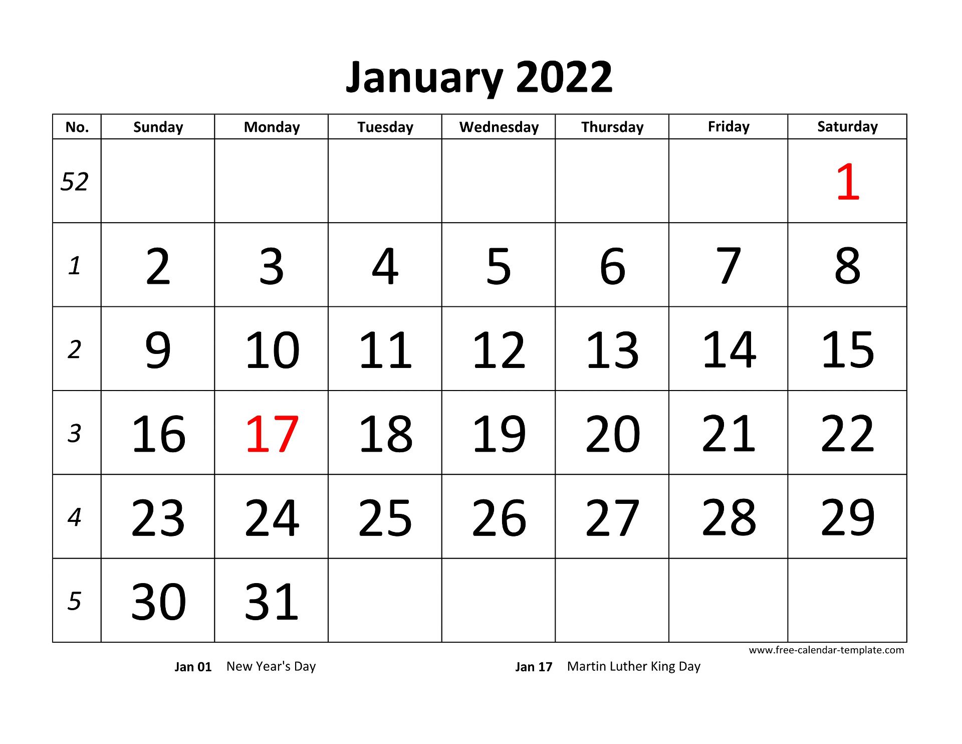 2022 Monthly Calendar Printable