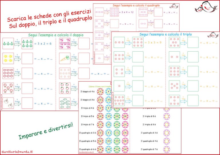 Schede Didattiche Doppio Triplo E Quadruplo Esercizi Genitorialmente