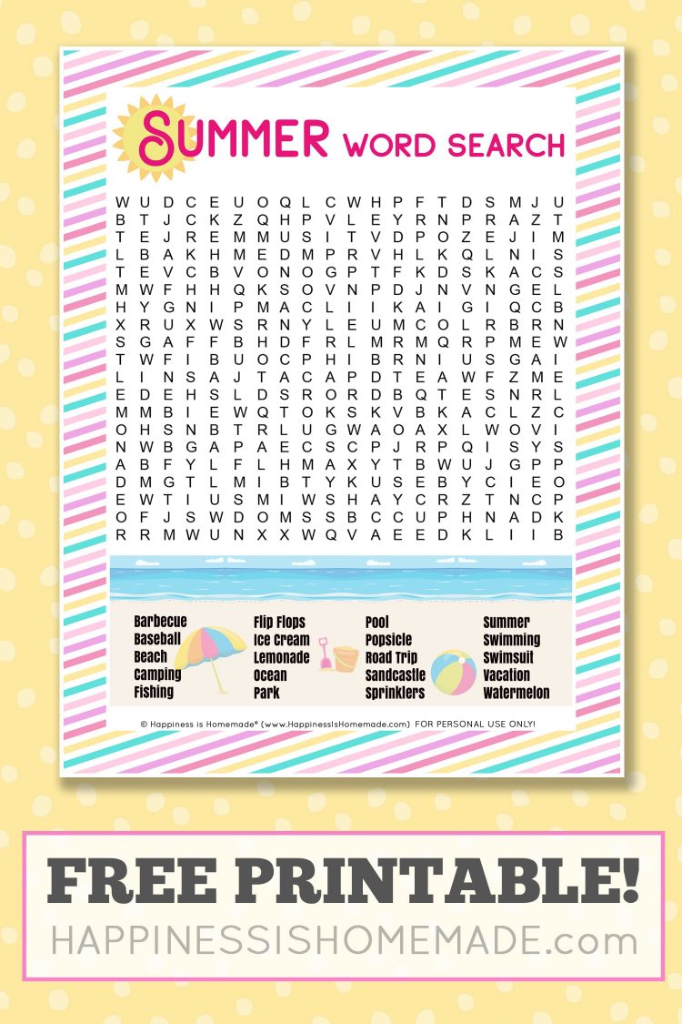 Free Summer Word Search Printable Sport And Life