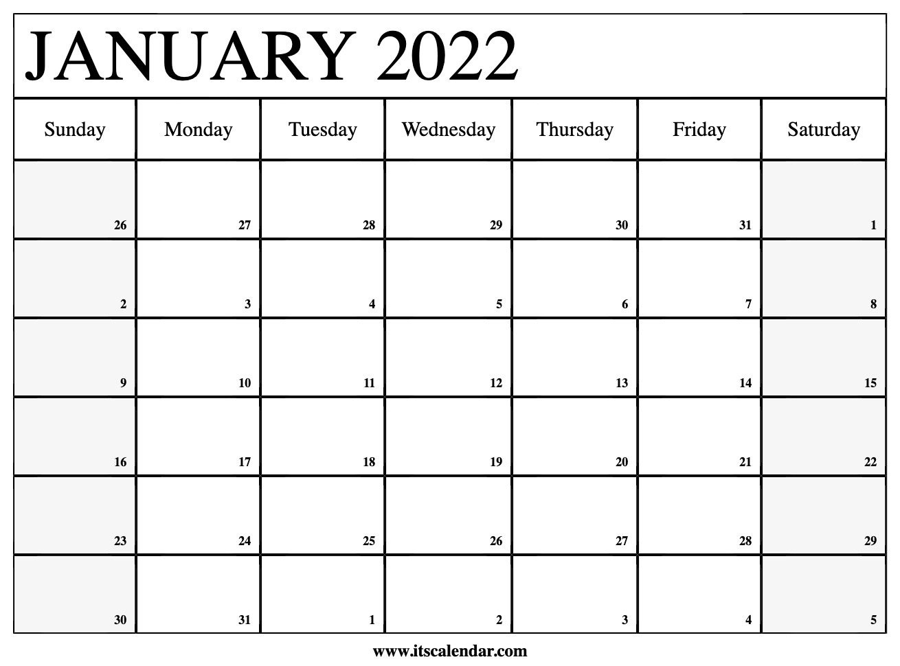 January 2022 Calendar Free Printable Calendar January 2022 Calendar