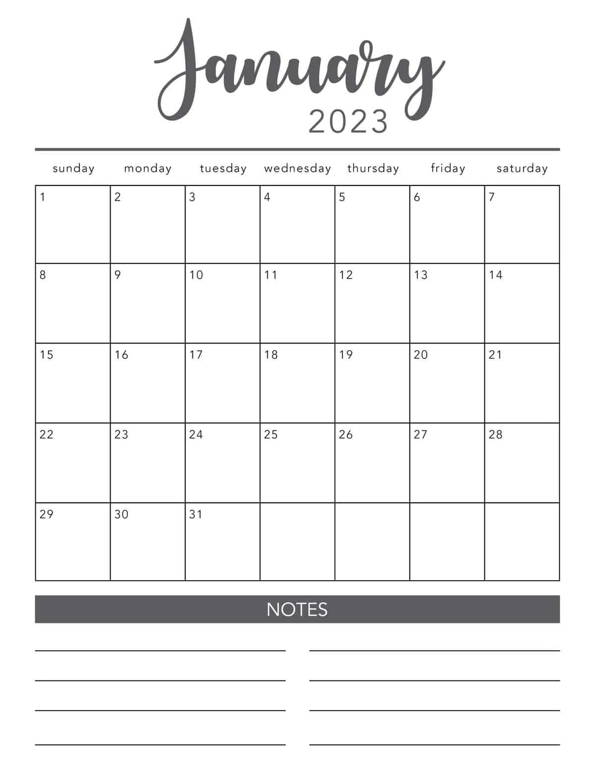 Printable Calendars Monthly 2023 Calendar 2023