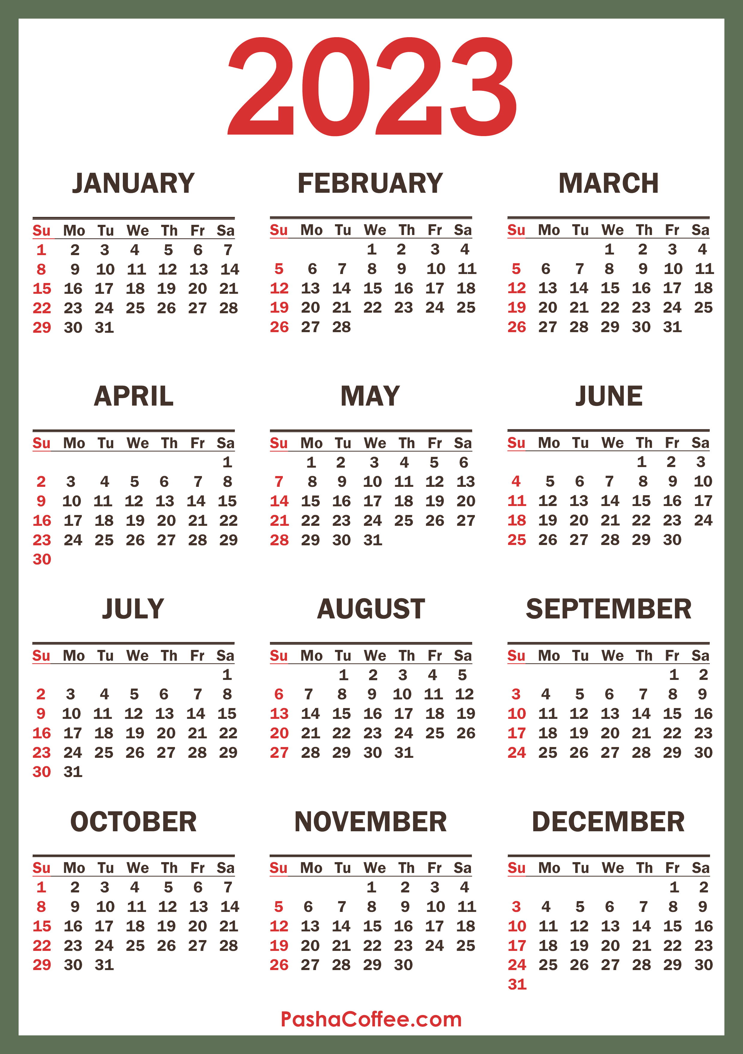 123freevectors 2023 Calendar February 2023 Calendar