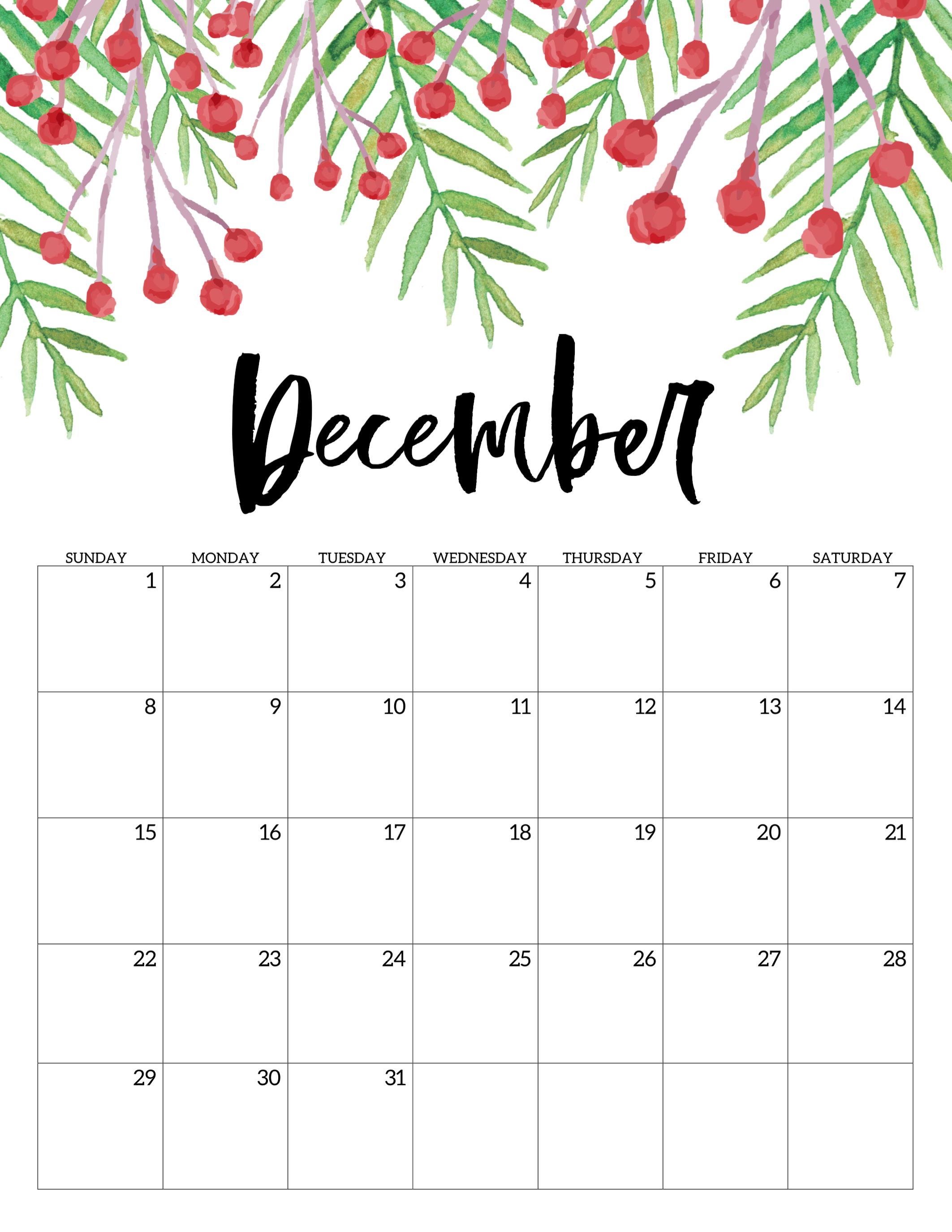 Free Printable Calendar 2019 Floral Paper Trail Design