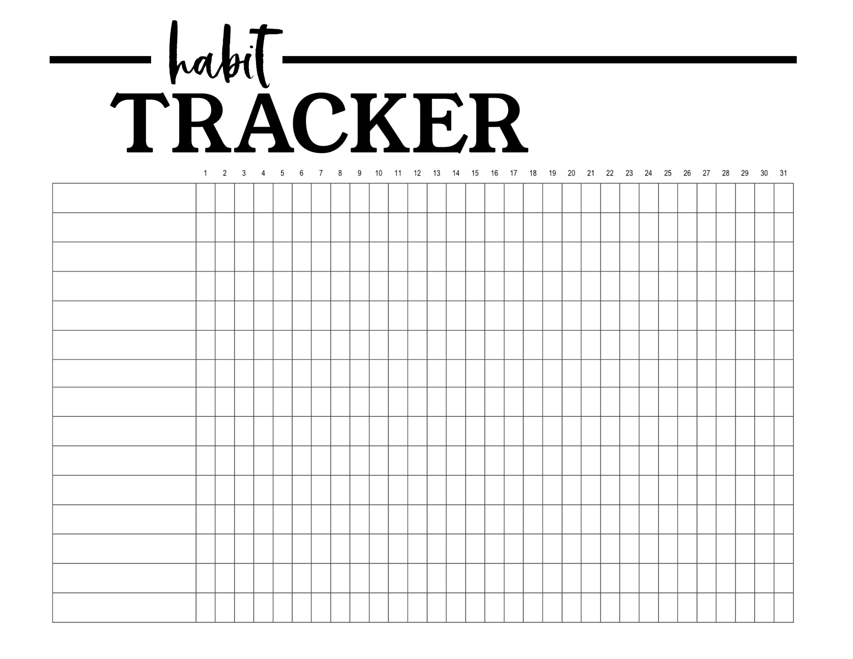 Free Printable Habit Tracker Templates Printable Download