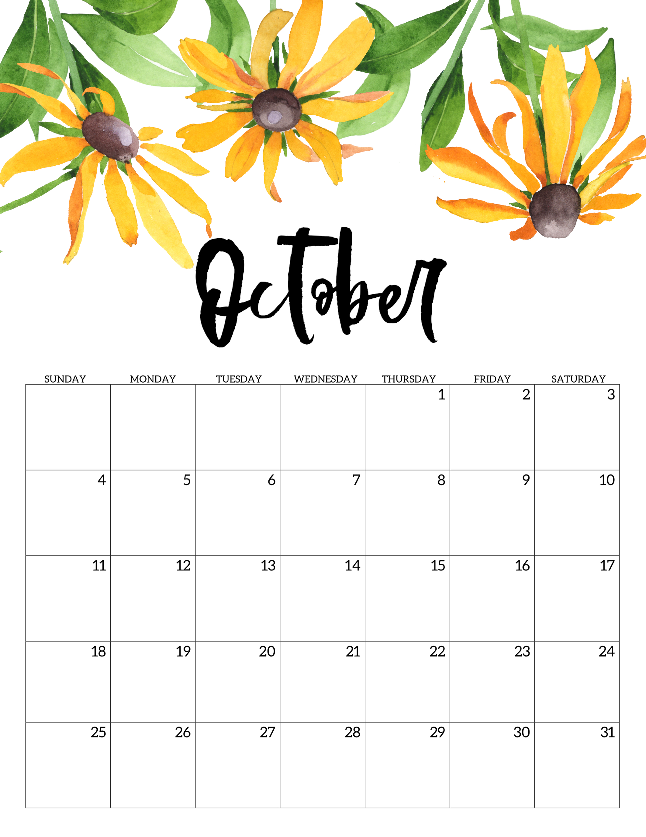 2020 Free Printable Calendar Floral Paper Trail Design