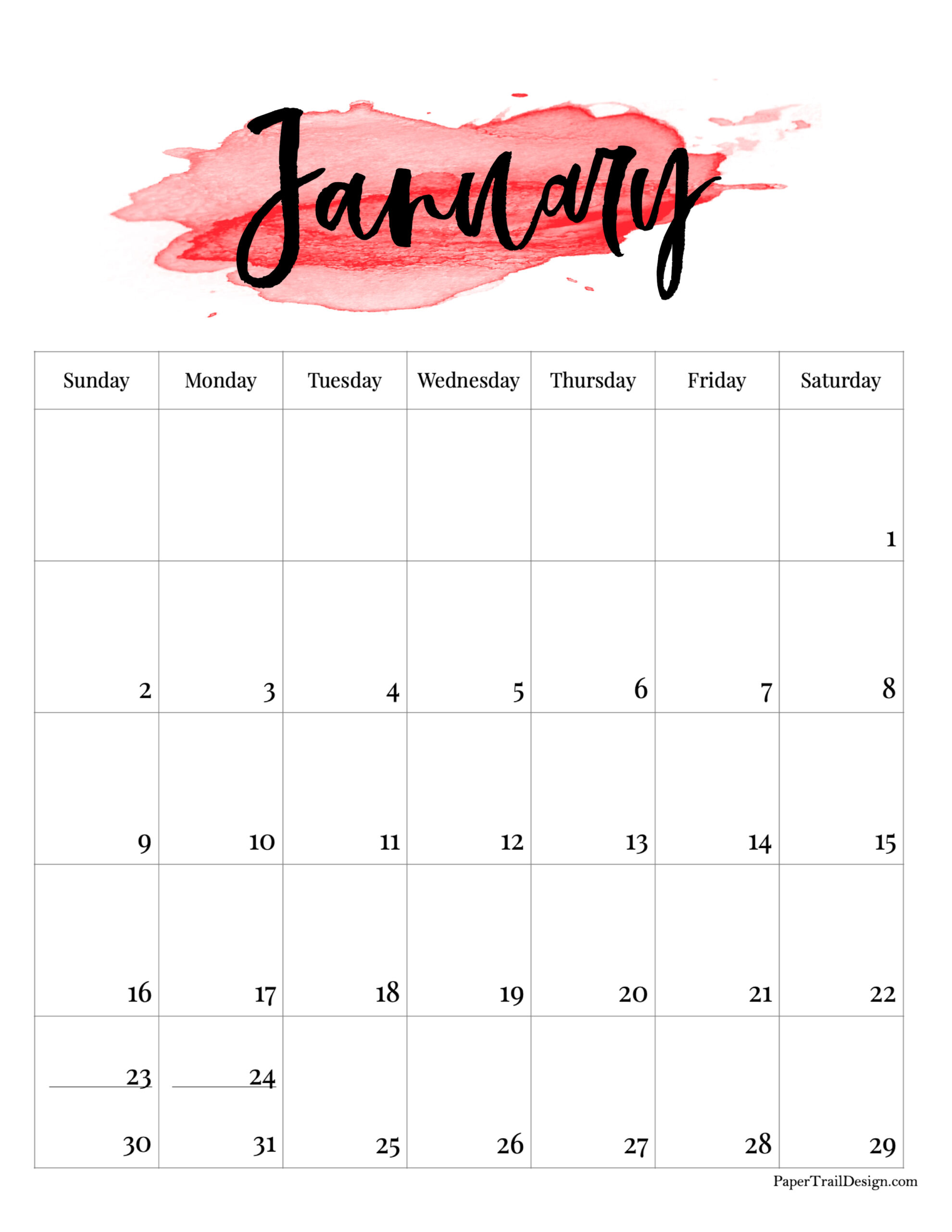 Calendar 2022 January Printable