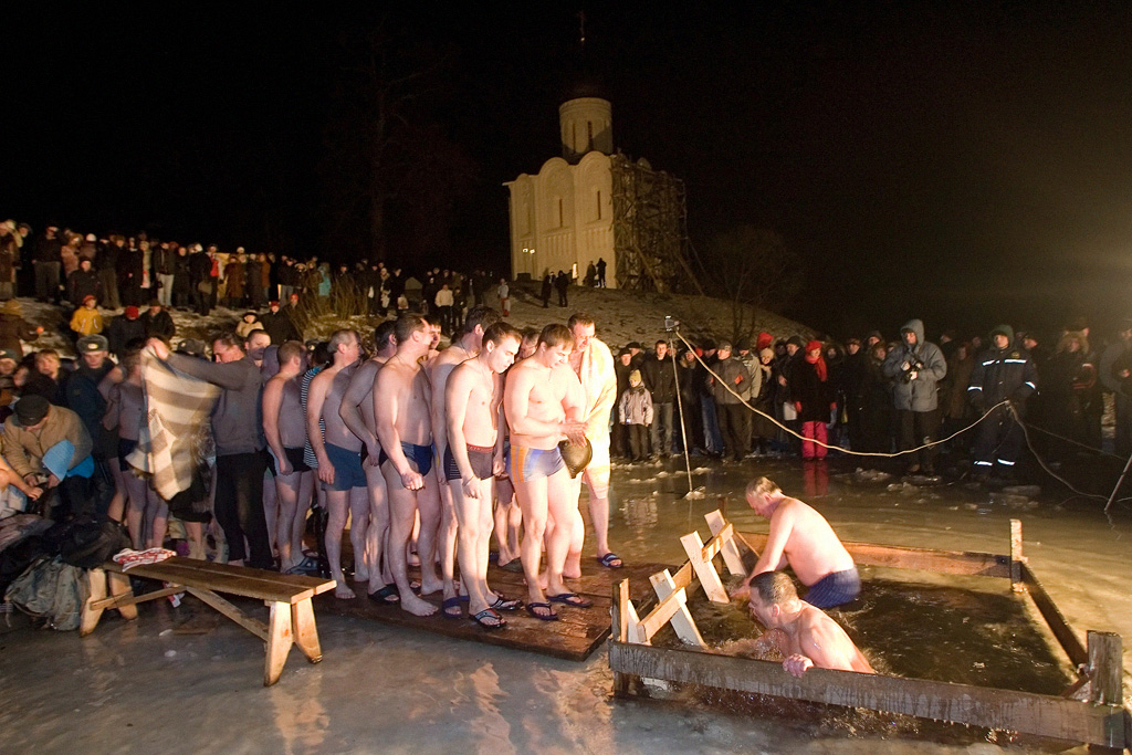 Russians Celebrate Epiphany Taking Ice Cold Midnight Dip To Wash Away