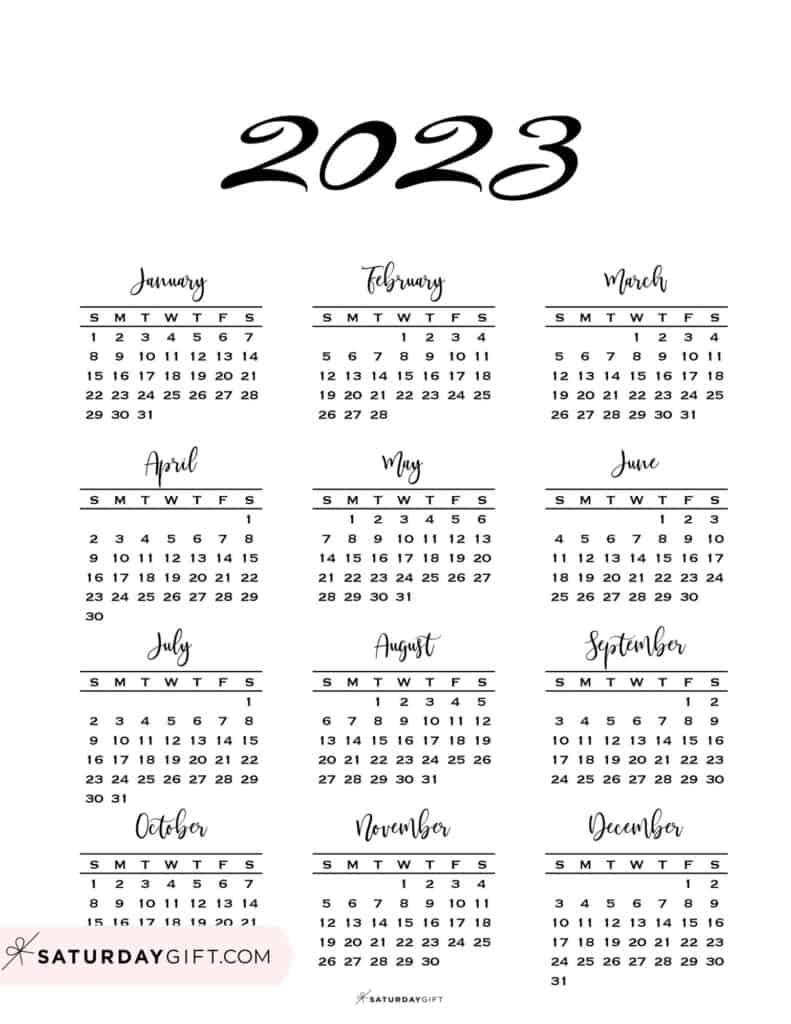 Calendar 2023 Printable One Page Paper Trail Design 2023 One Page