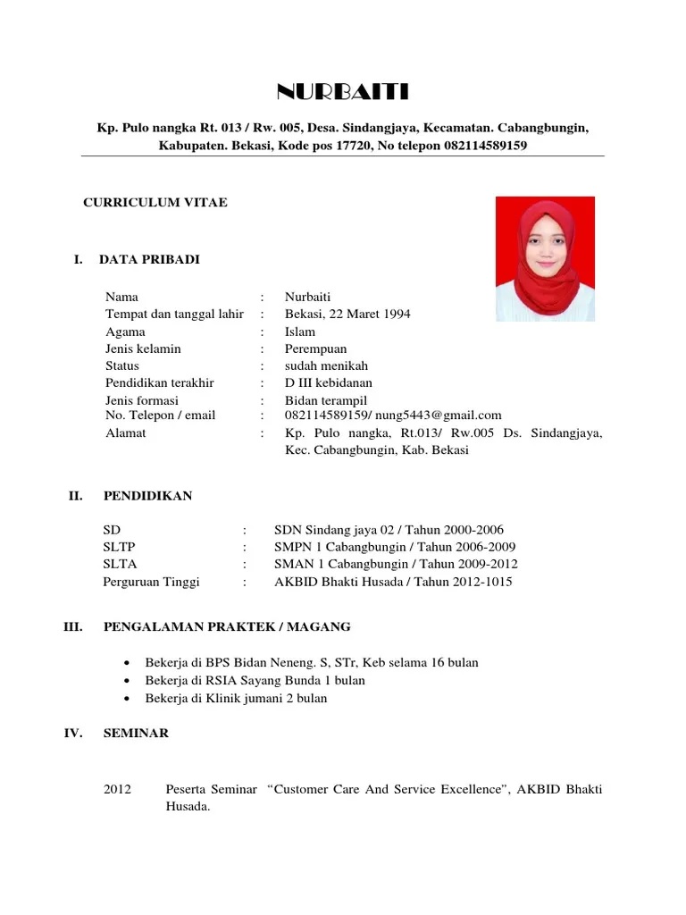 9 Contoh Cv Perawat Fresh Graduate Terupdate Riset