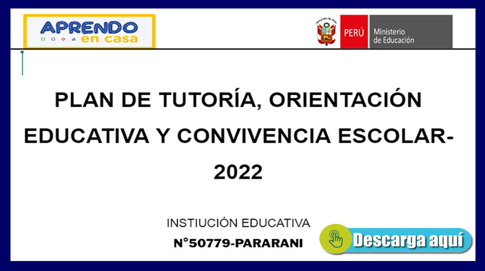 Plan De TutorÍa OrientaciÓn Educativa Y Convivencia Escolar Para El