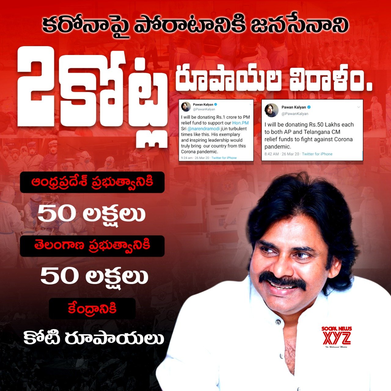 Janasena Chief Pawan Kalyan Announces 2 Crores Donation To Fight