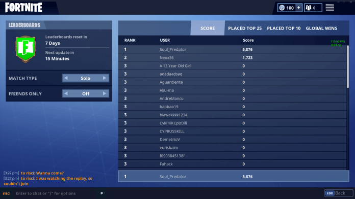 Fortnite Hype Leaderboard