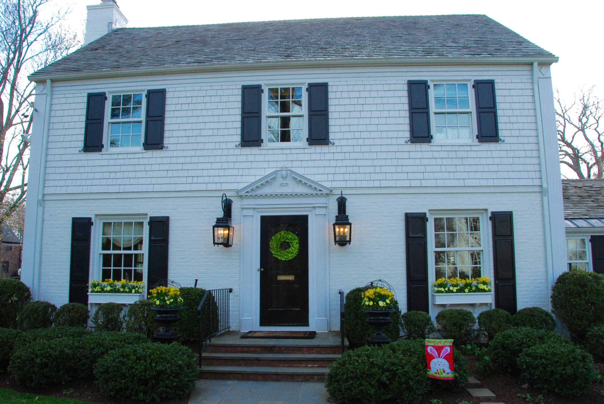 Classic White House Black Shutters Architecture Colonial The Glam Pad