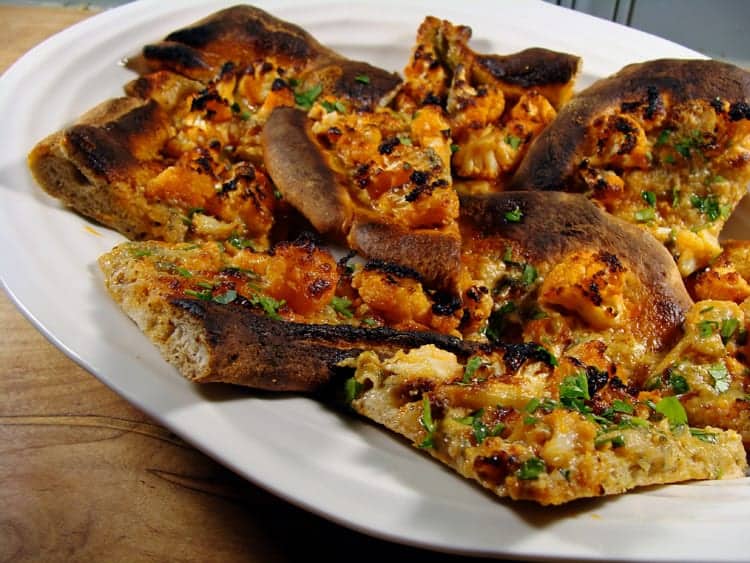 Easy Vegetarian Buffalo Cauliflower Pizza With Blue Cheese And Parsley