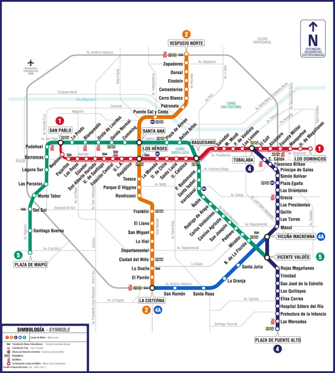 Transit Maps Official Map Metro De Santiago Chile 2012