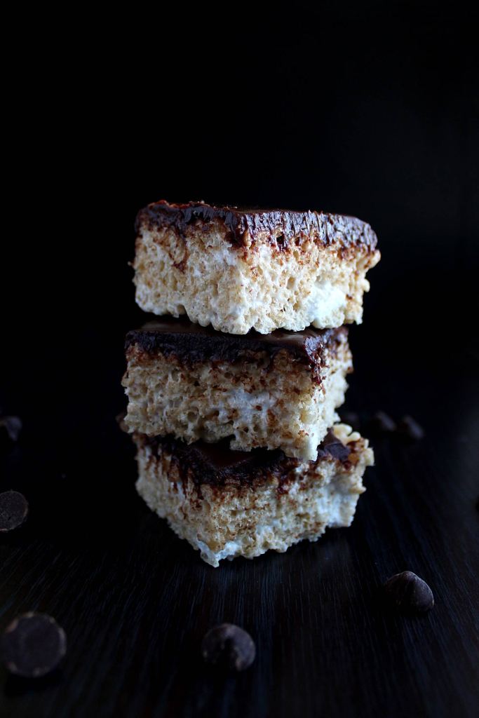 Marshmallow Rice Krispie Treats With Chocolate Ganache Wyldflour