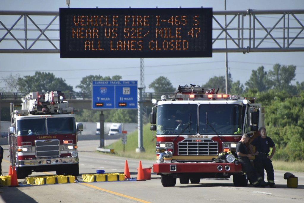 Tanker Fire Shuts Down All Lanes Of I 465 On Citys East Side