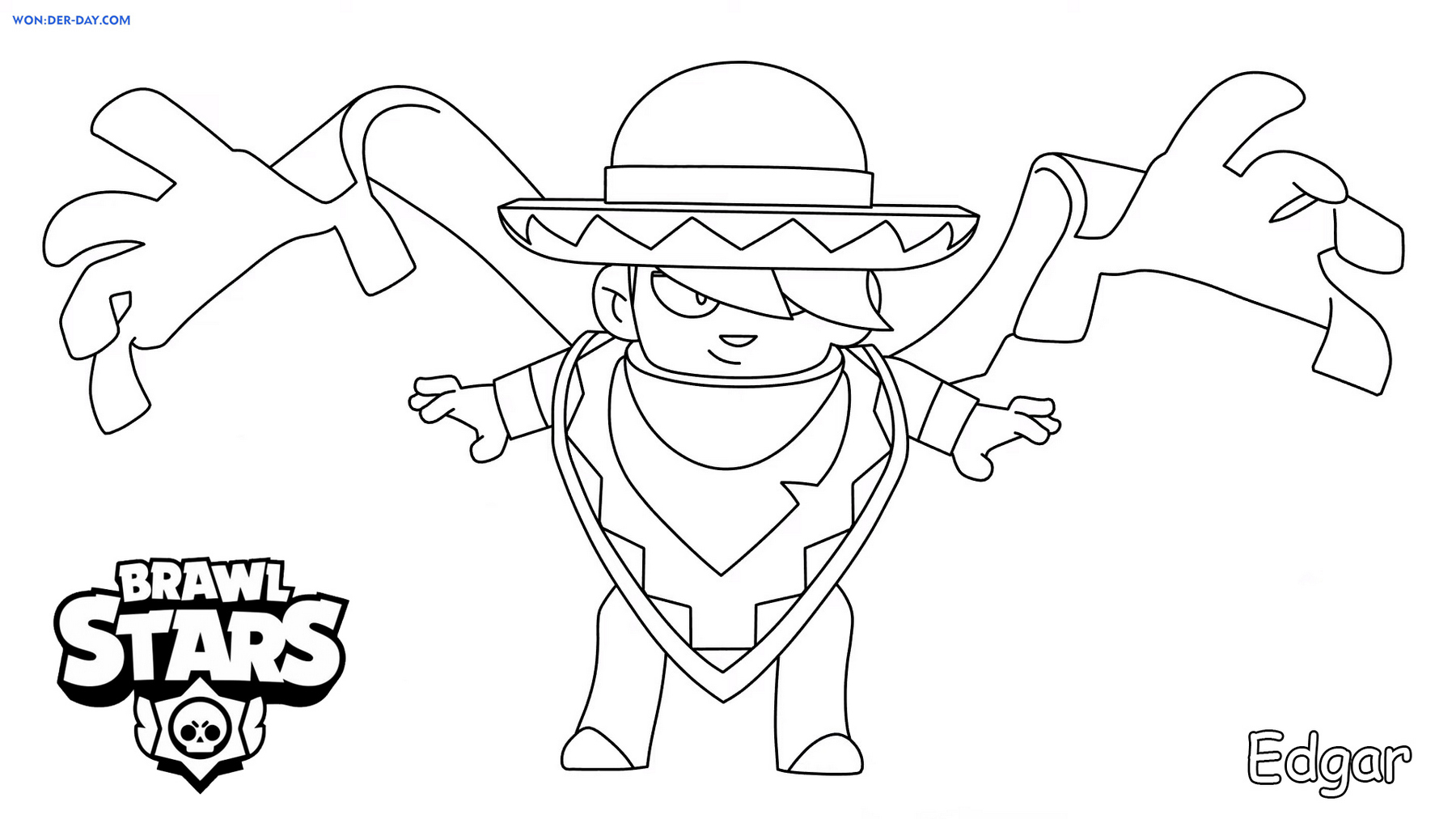 Desenhos Para Colorir De Edgar Brawl Stars Wonder Day