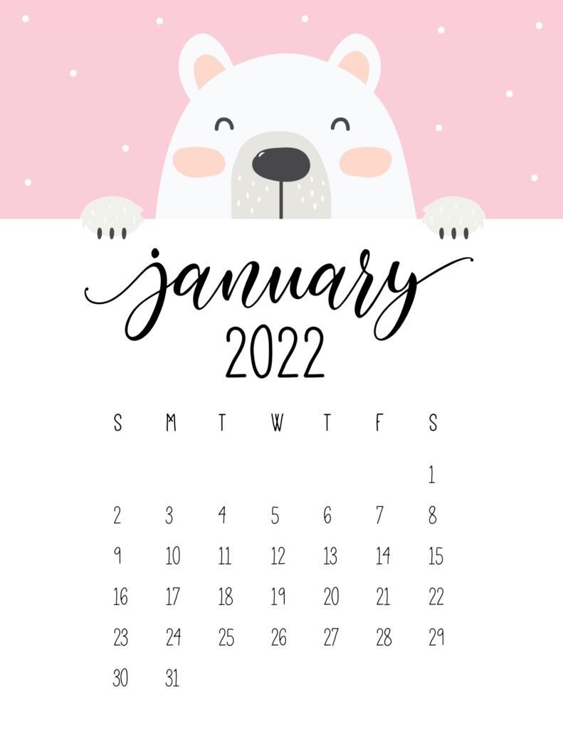 Printable Cute January 2022 Calendar Eventskarma January Calendar