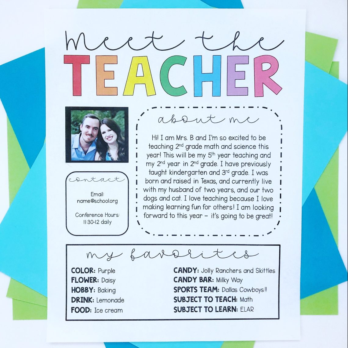 Editable All About Me Teacher Template