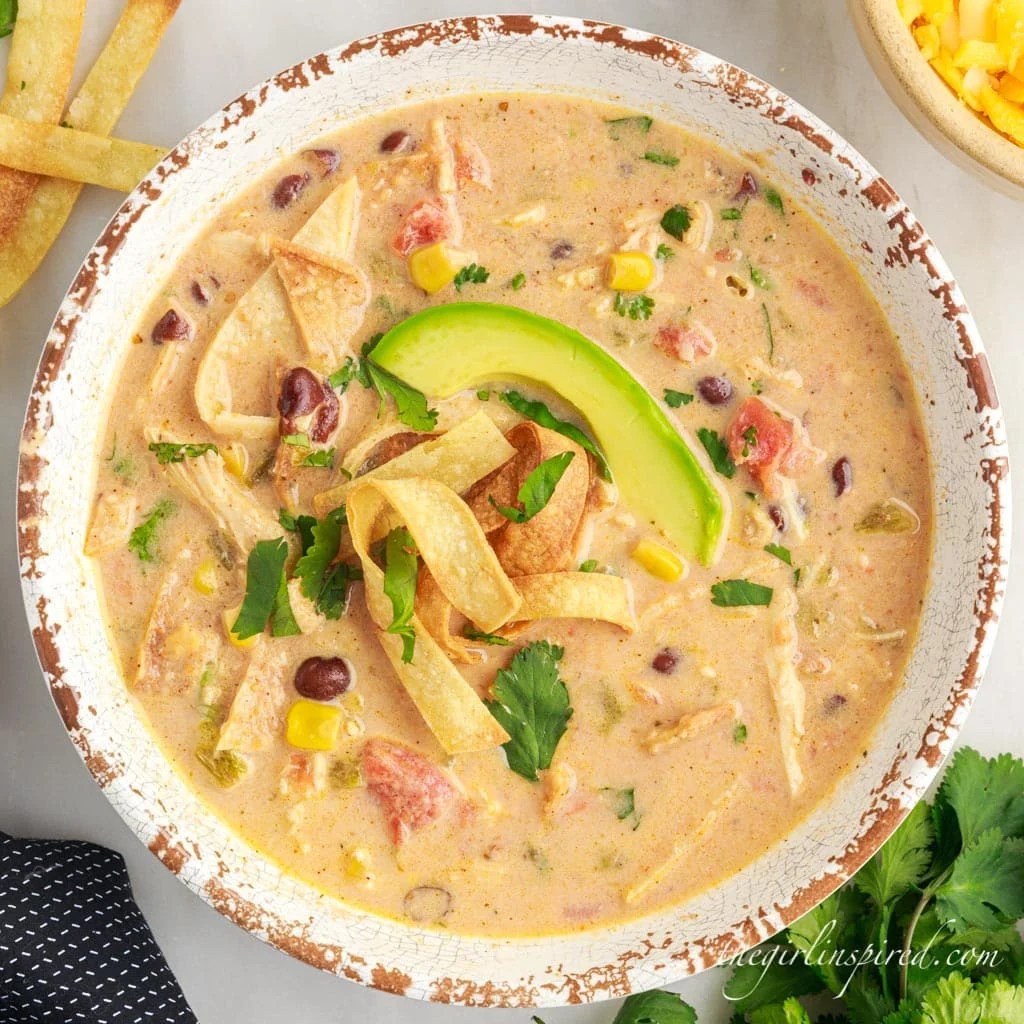 Creamy Chicken Tortilla Soup Crock Pot Recipe Girl Inspired