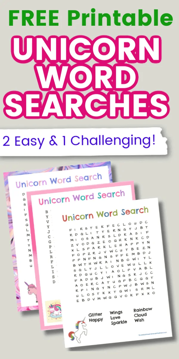 Unicorn Word Search Free Pdf Printable Growing Play B