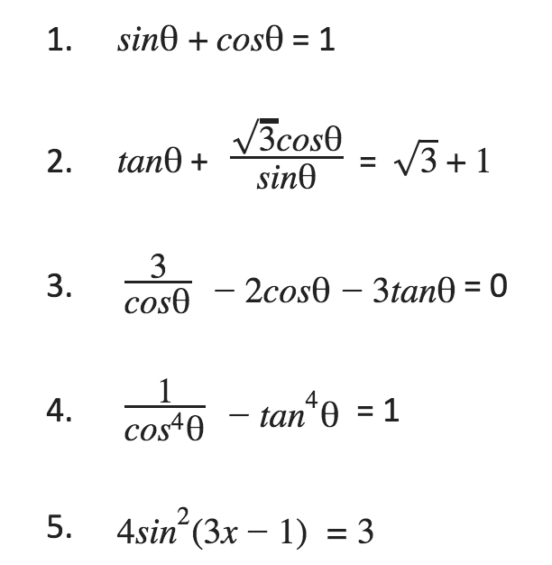 Exercises Solve Trigonometric Equations Turn The Wheel