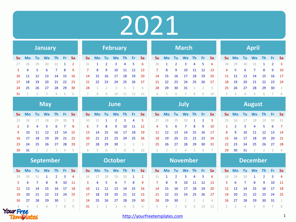 2021 12 Month Printable Calendar Free Free Printable Calendar