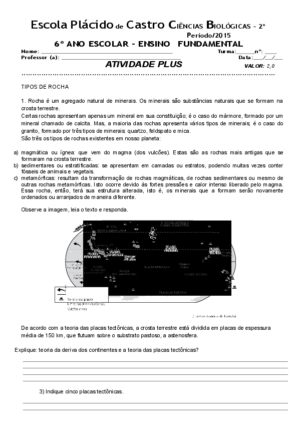 Atividades Sobre Tipos De Rochas 6 Ano Pdf Sobre Isso