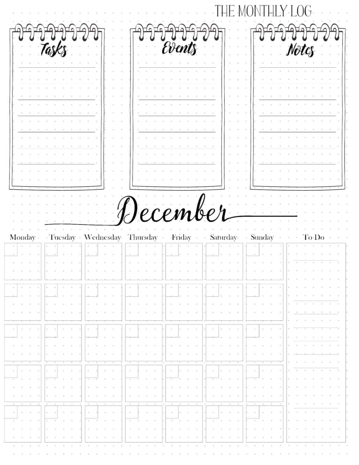 Free Printable Bullet Journal Calendar Example Calend