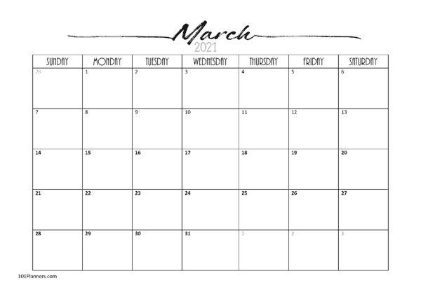 Free Printable March 2021 Calendar In 2021 2021 Calendar Calendar Images