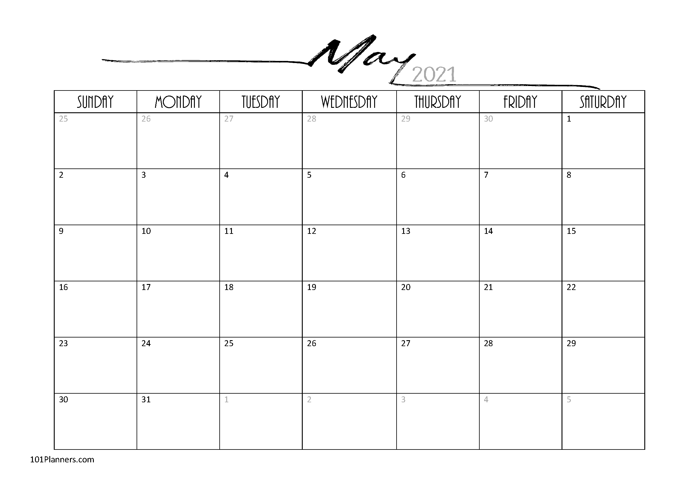 Free Printable May 2021 Calendar Customize Online