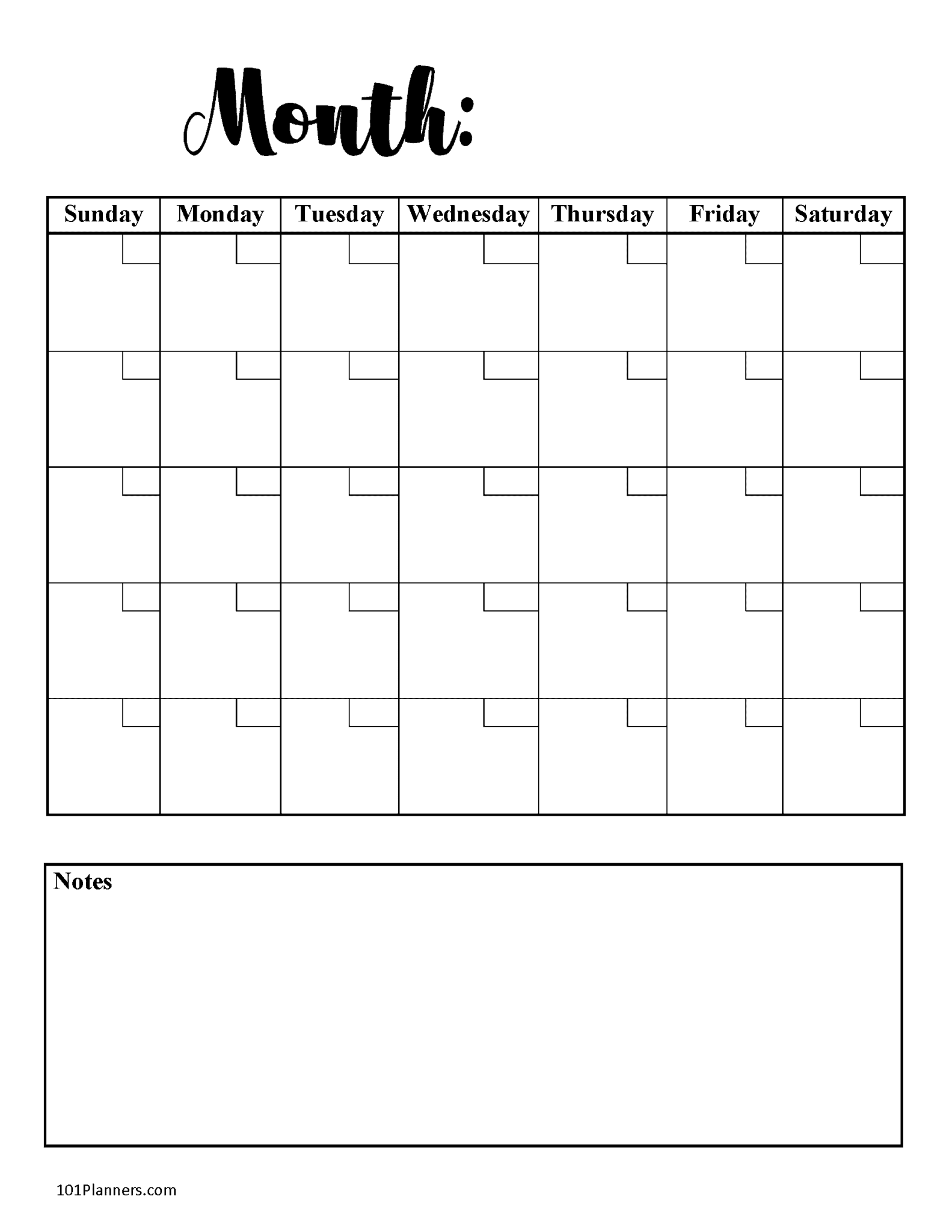 Blank Monthly Calendar Free Printable Calendar Printa