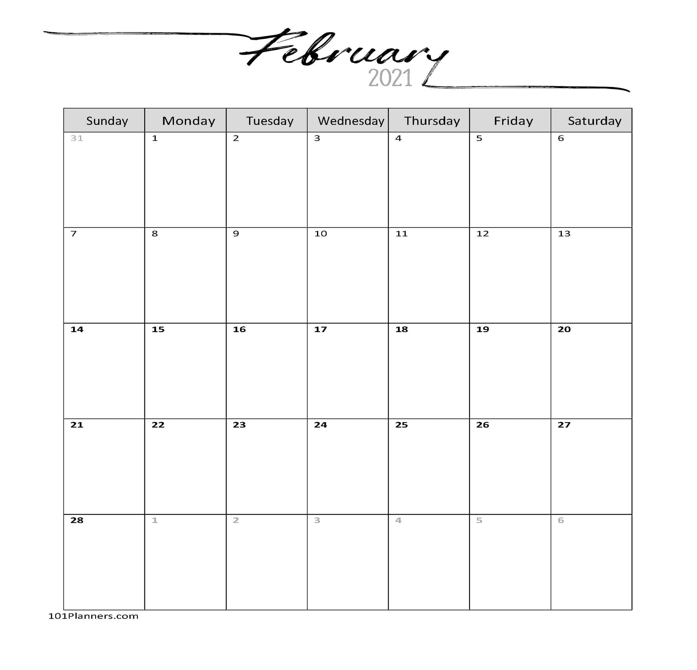 Portrait 2021 Calendar Printable
